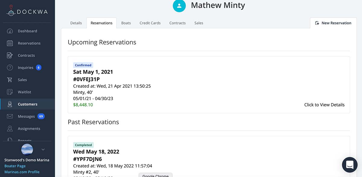 Dockwa_Upcoming Reservation_Screen | Marina Dock Age